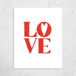 Love Lettering Printable, Valentine's Day Print, LOVE Print, Red ...