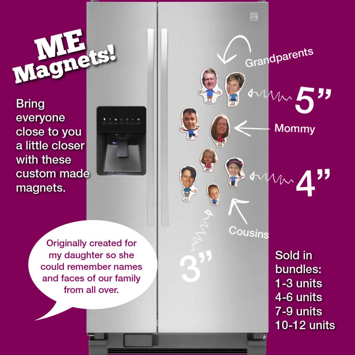 ME Magnets, Family, Friends, Funny, Cartoon-look, Custom Magnets- 3 to ...