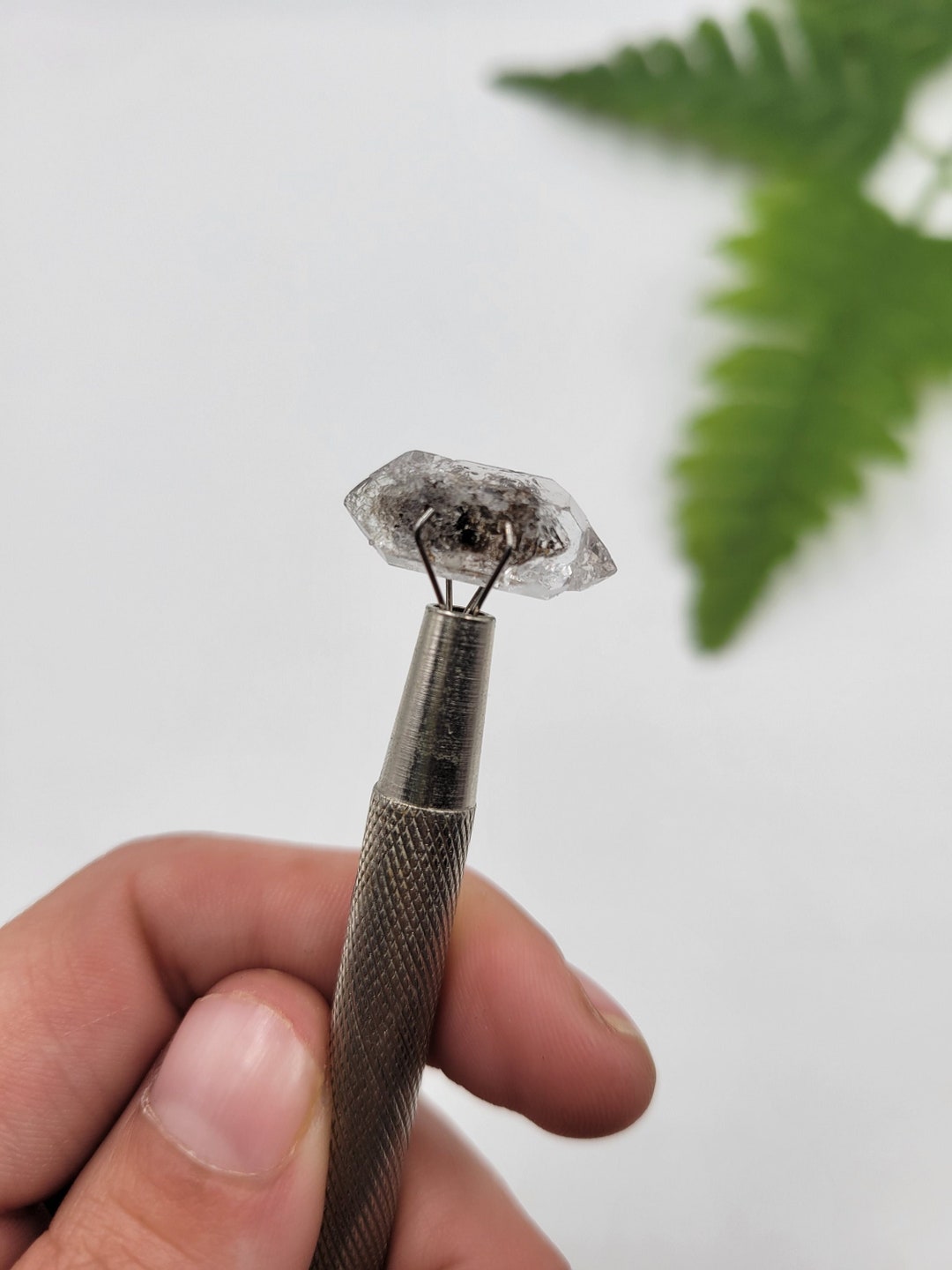 Pakimer "diamond". Carbon Included Quartz Point. AA Grade. 100% Natural ...