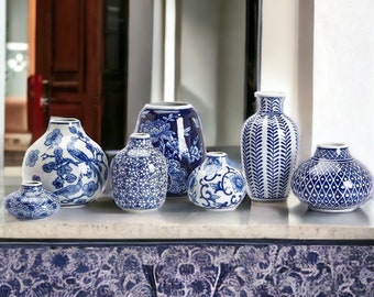 Blue and White Vases Multiple Sizes - Etsy
