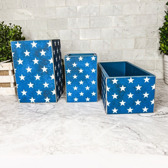 Blue Star Box 4th of July Planters or Decorative Blue Box - Etsy UK