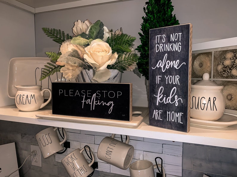 Funny Parent Sign Gift, Not Drinking Alone If Your Kids Are Home, Funny ...