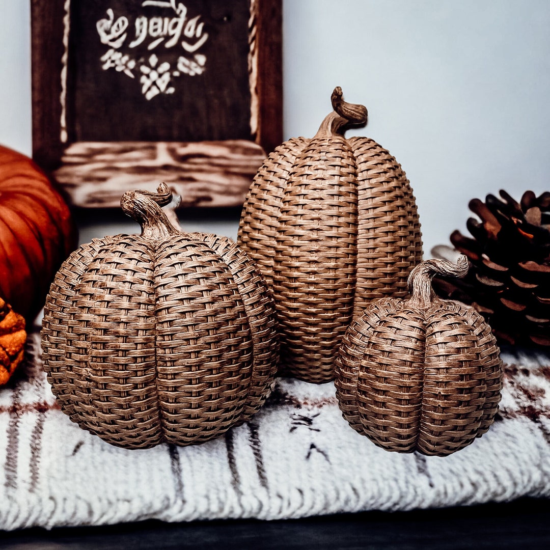 Pumpkin Decor Indoor or Outdoor, Neutral Fall Centerpiece Decor ...