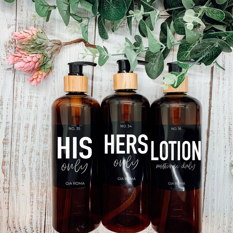 Amber Shower Dispenser Bottle Sets With Bamboo Pump Options - Etsy