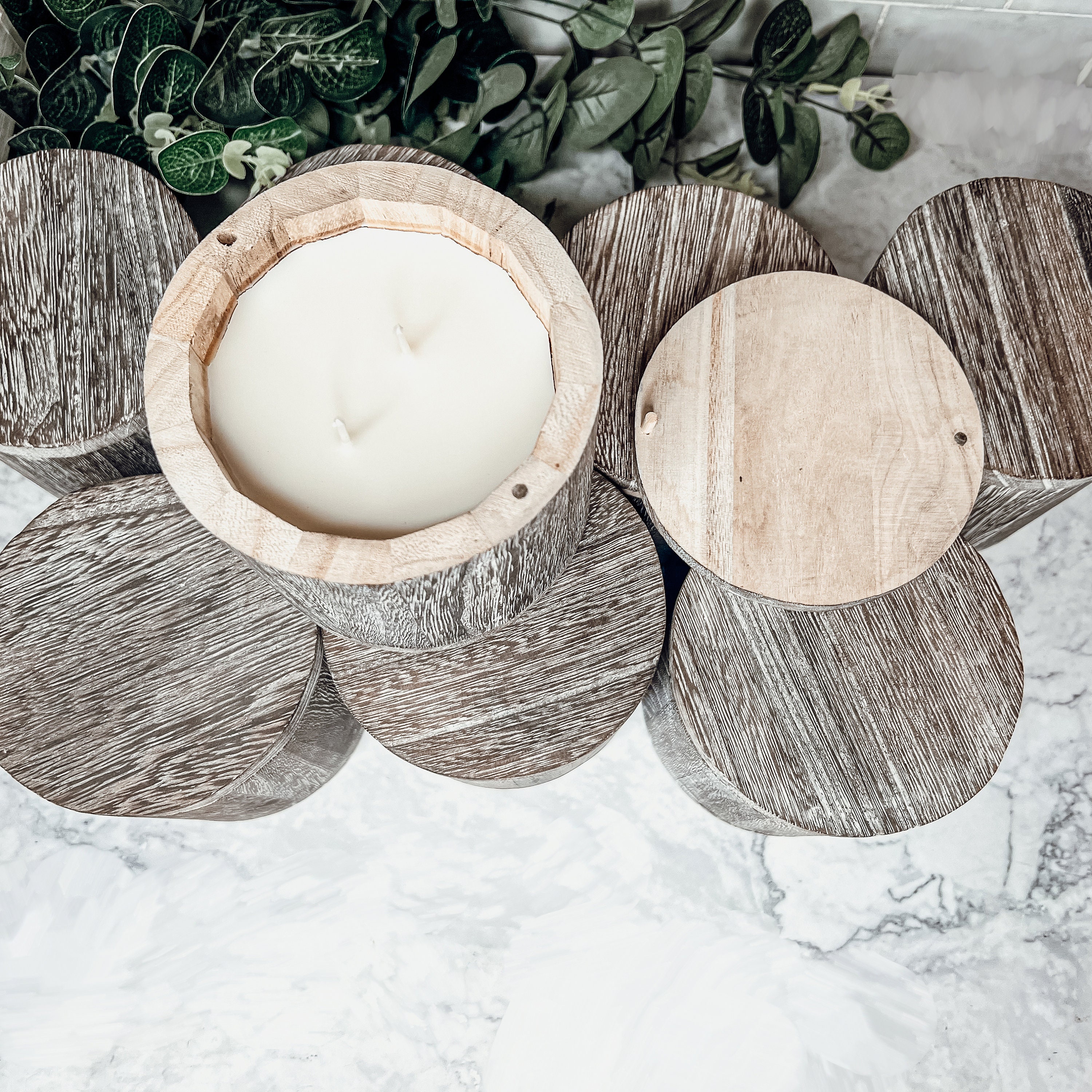 Wood Candle Container With Lid, Luxury Candle Gift Set, 2 Wick Soy ...