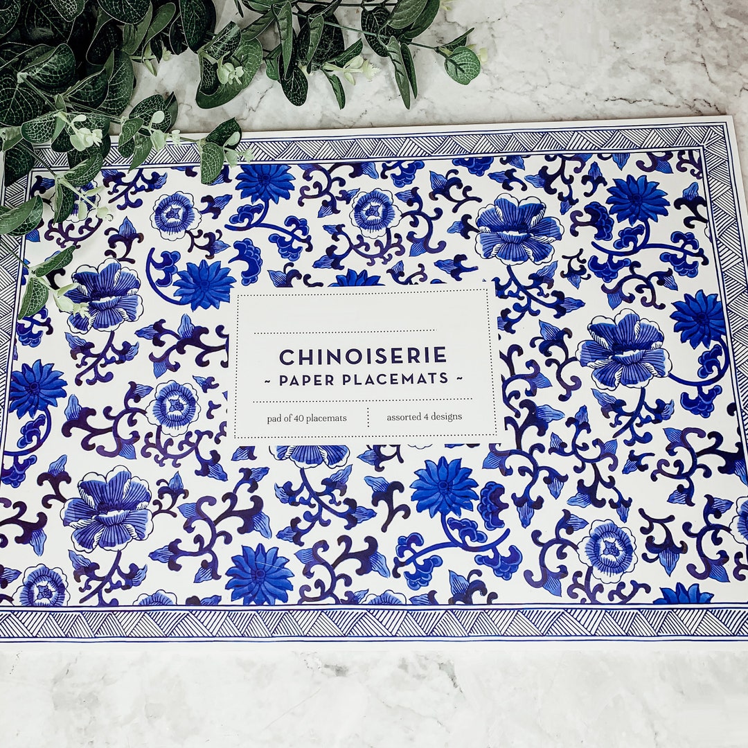 Blue Willow Placemats Chinoiserie Placemats Blue Elegant - Etsy