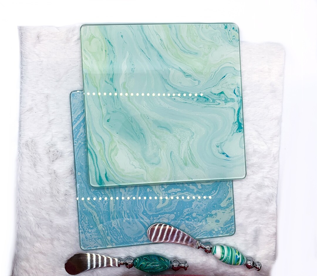Glass Cheese Platter With Glass & Metal Cheese Knife, Marble Cheese ...