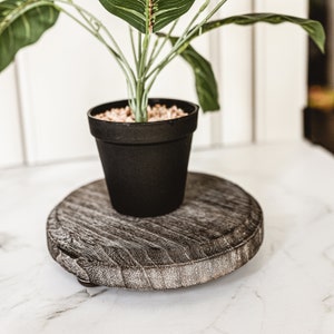 Rustic Wood Tray + Natural Wooden Tray, Round Tray With Risers, Trinket ...