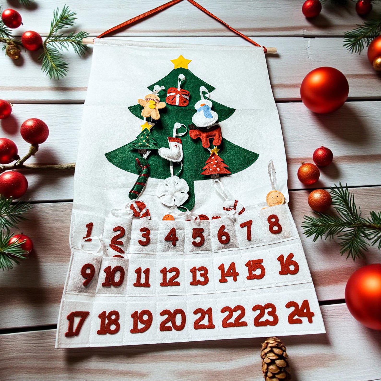 Felt Christmas Tree Advent Calendar for Kids or Adults, Handmade ...