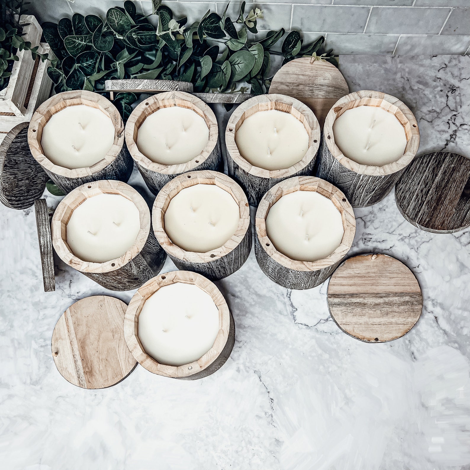 Wood Candle Container With Lid, Luxury Candle Gift Set, 2 Wick Soy ...