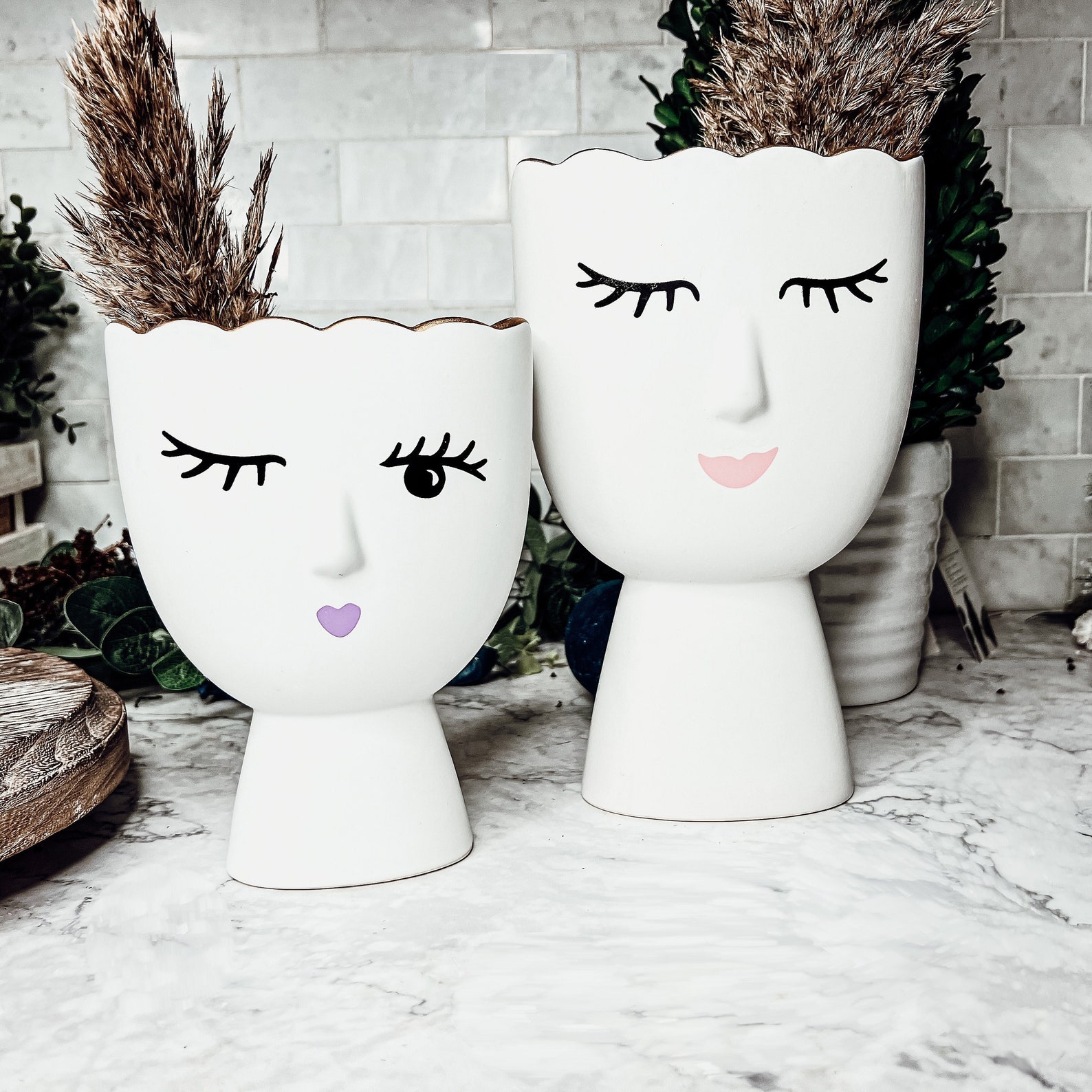 Face Vase Ceramic Eyelash Handmade Unique Vases Hand Painted - Etsy
