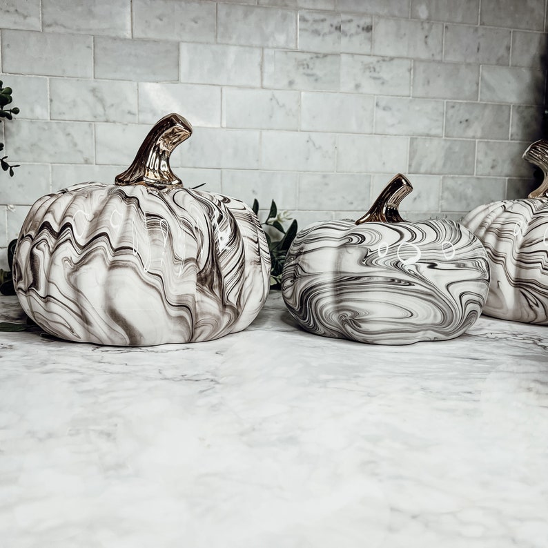 Hand Painted Pumpkins 2 Sizes Black and White Pumpkin Decor - Etsy
