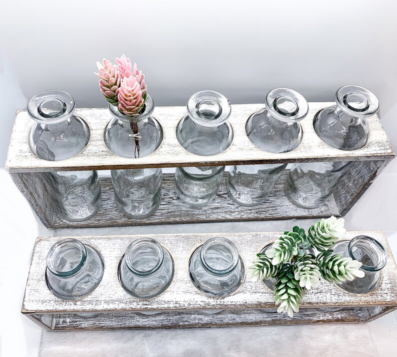Rustic Vase Set, Handmade Wooden Glass Vase Set, Vintage Vases ...