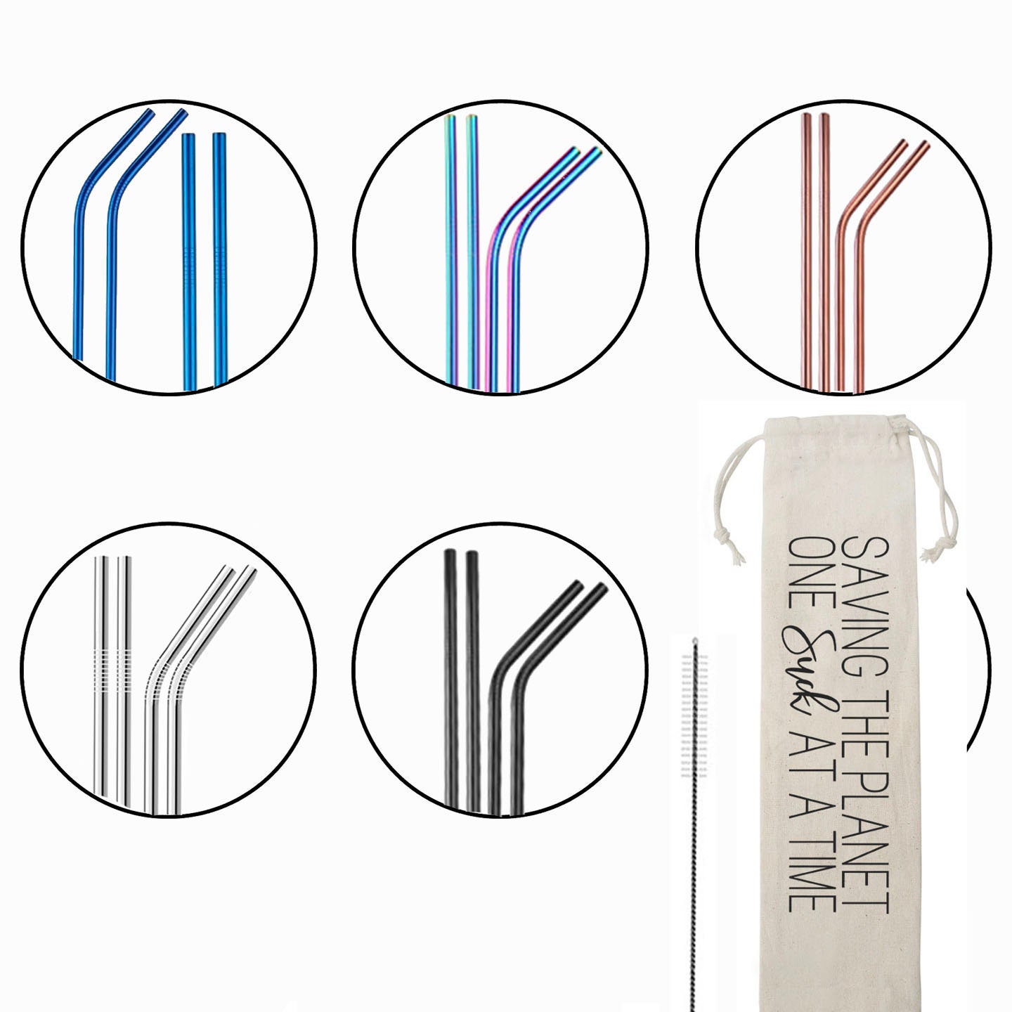 Funny Metal Straw Quotes, Rainbow Metal Straw Sets, Rose Gold Straws ...