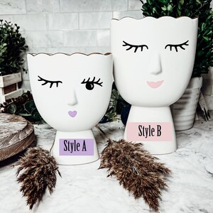 Face Vase Ceramic, Eyelash Handmade Unique Vases, Hand Painted White ...