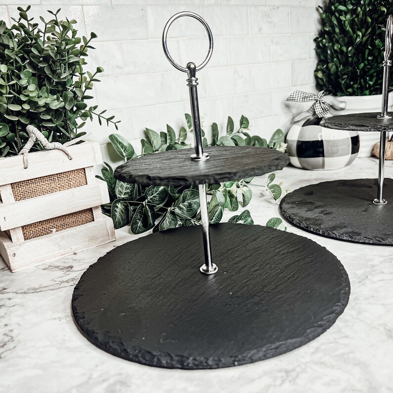 Tiered Tray Stand Natural Stone Slate Tiered Cake Stand or - Etsy