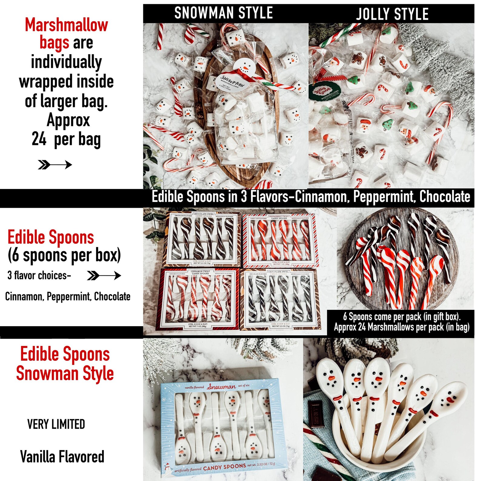 Christmas Spoons, Edible Candy Spoons in 3 Flavor Choices, Candy Spoons ...