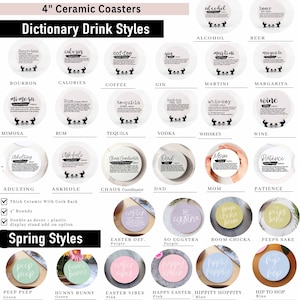 Coaster Set Funny With Holder Option, Coasters Ceramic With Cork Back ...