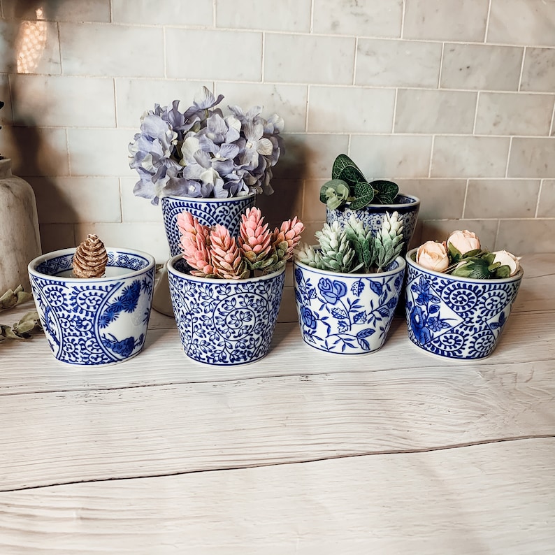 Cachepots, Chinoiserie Appetizer Bowls and Planter Pots, Hand Painted ...