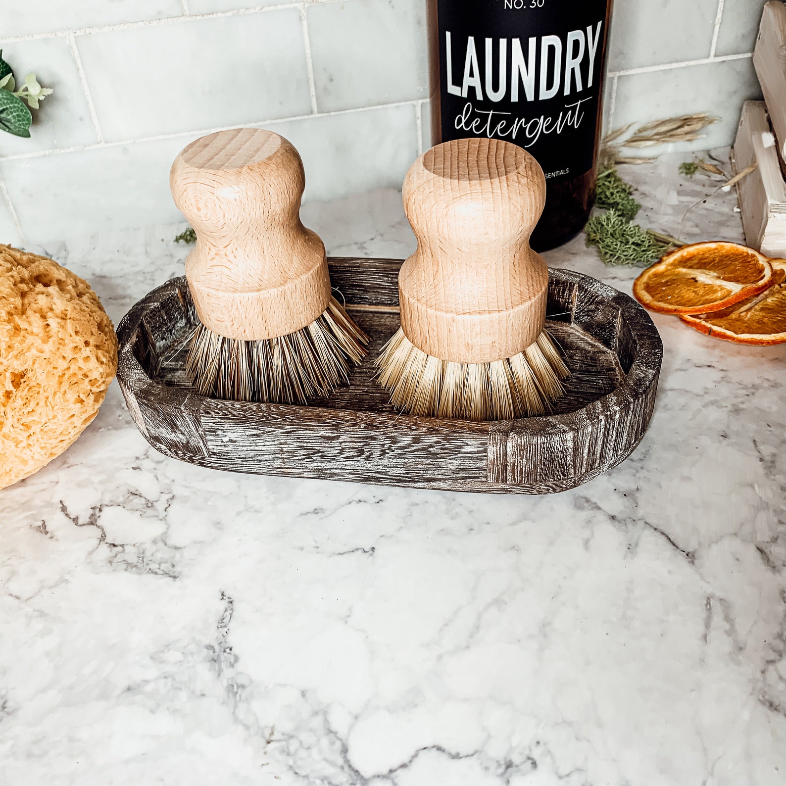 Wooden Pot Scrubber With Wood Handle, Handmade Ergonomic Cleaning ...