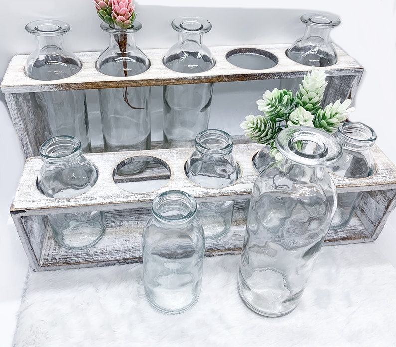 Rustic Vase Set, Handmade Wooden Glass Vase Set, Vintage Vases ...