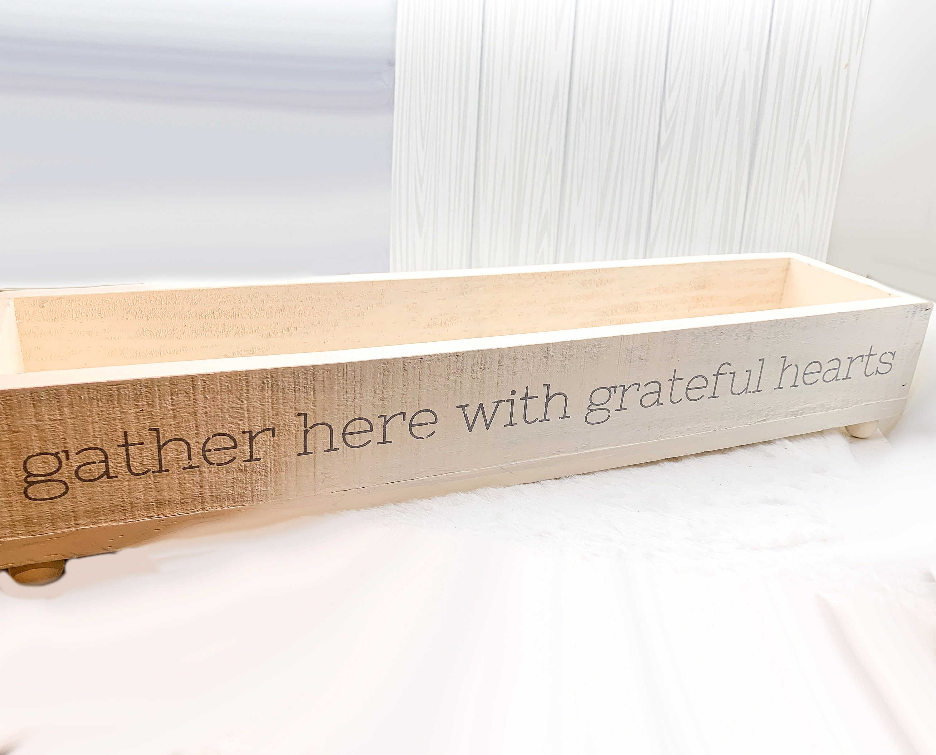 Long Wooden Handmade Box Tray Gather Here With Grateful - Etsy