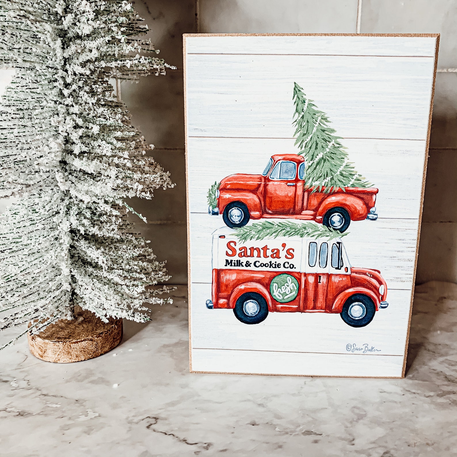 Santa's Milk & Cookies Sign, Cute Christmas Decor for Kids, Wooden ...