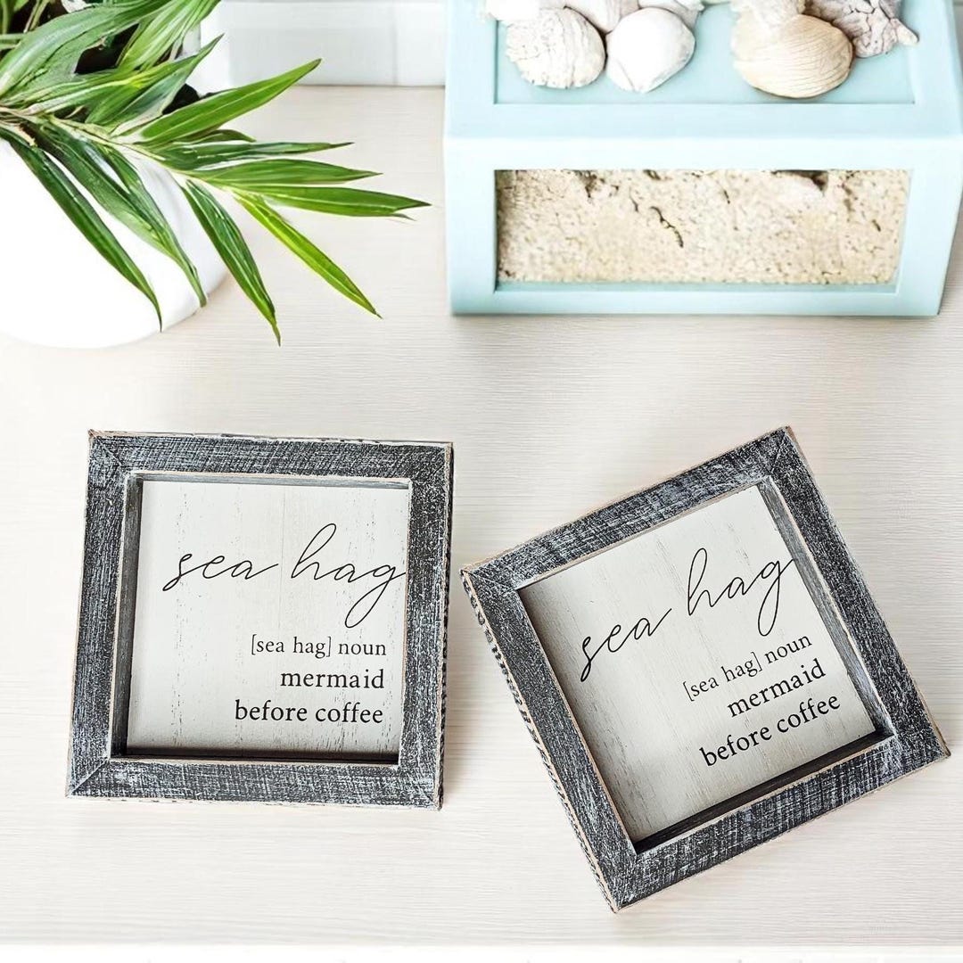 Sea Hag Definition Sign | Funny Coffee Bar Decor | Wood Beach House ...