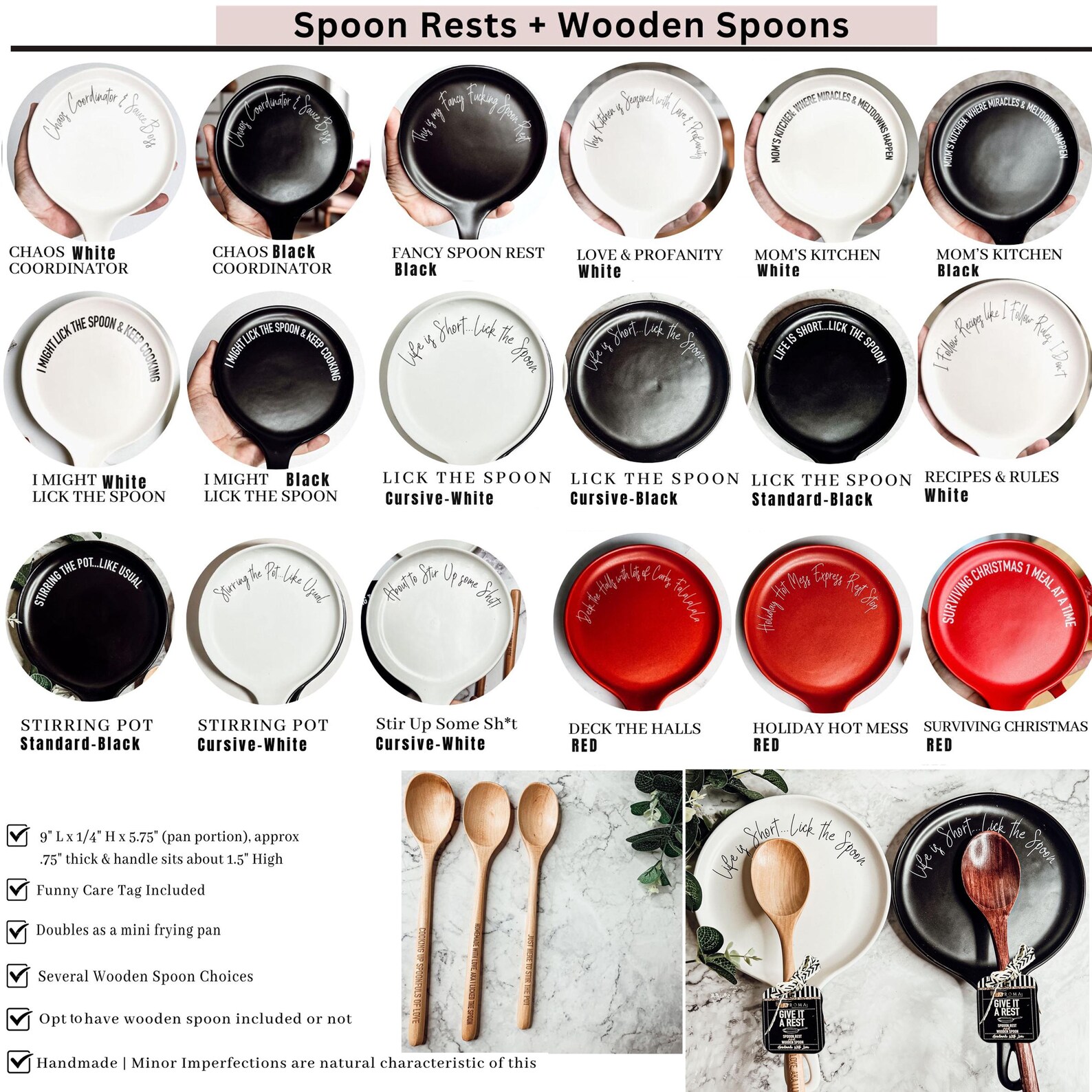 Handmade Spoon Rests With Quotes, Lick the Spoon & Stirring the Pot ...