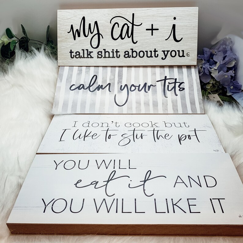 Funny Kitchen Signs Wooden, I Don't Cook but Stir the Pot Wooden Sign ...