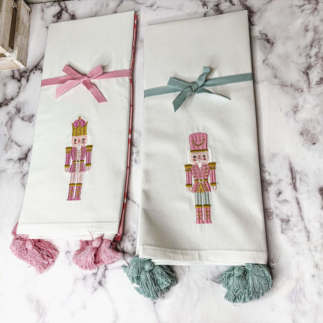 Embroidered Nutcracker Christmas Towels With Tassels, 2pk, Set of 2 ...