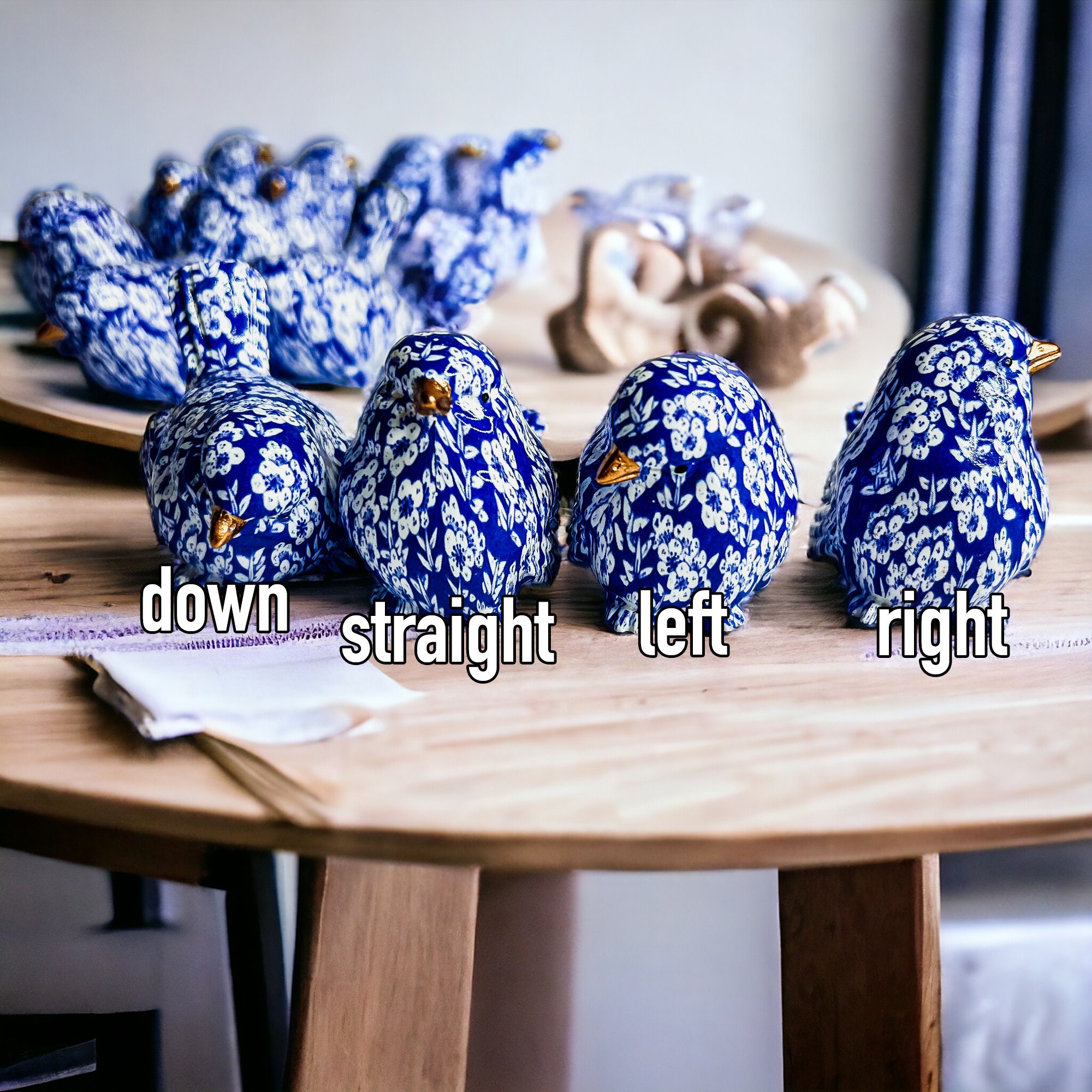 Blue Robin Decorations, Chinoiserie Birds, Hand Painted Blue and White ...