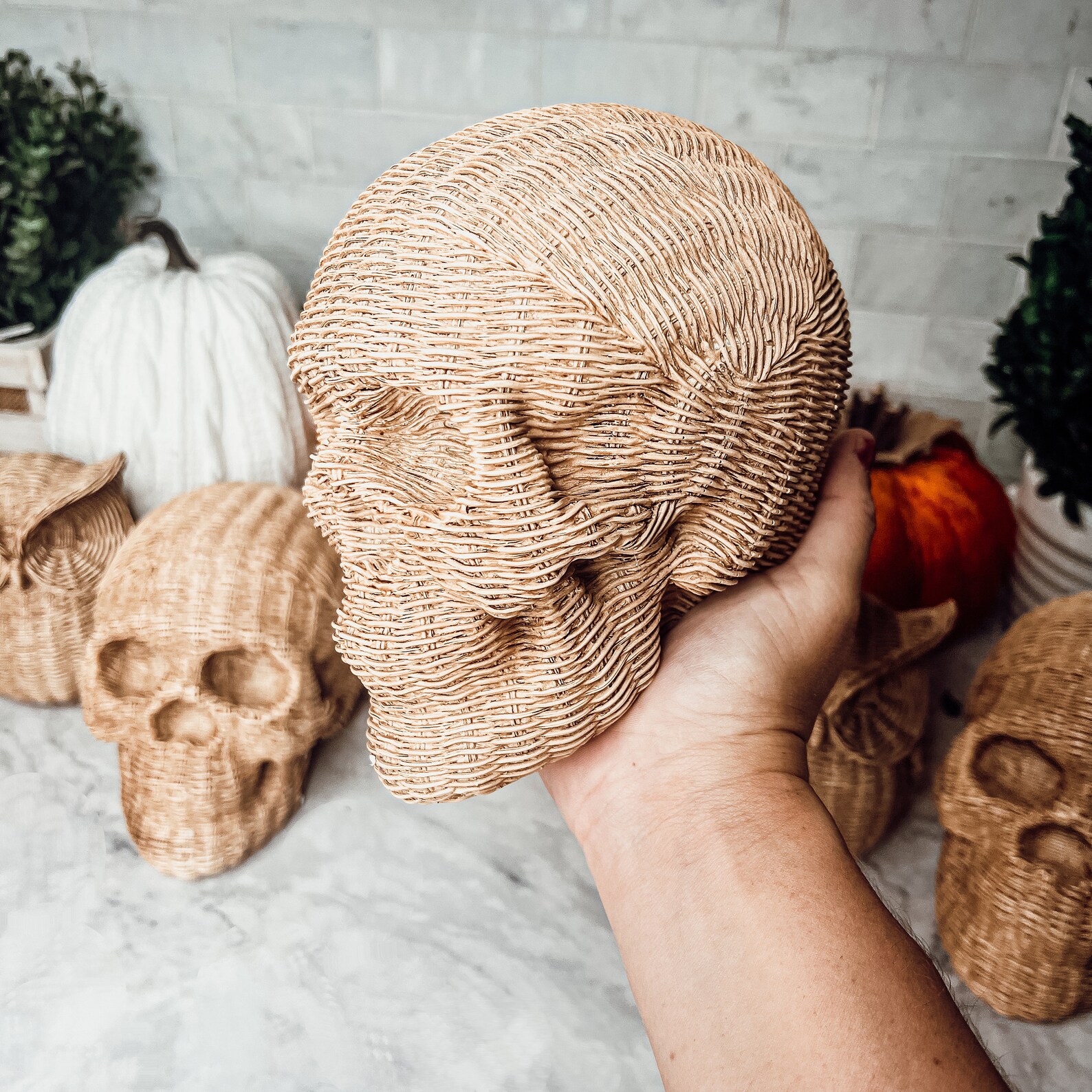 Skull Decoration Halloween Handmade Skull Centerpiece Basket - Etsy