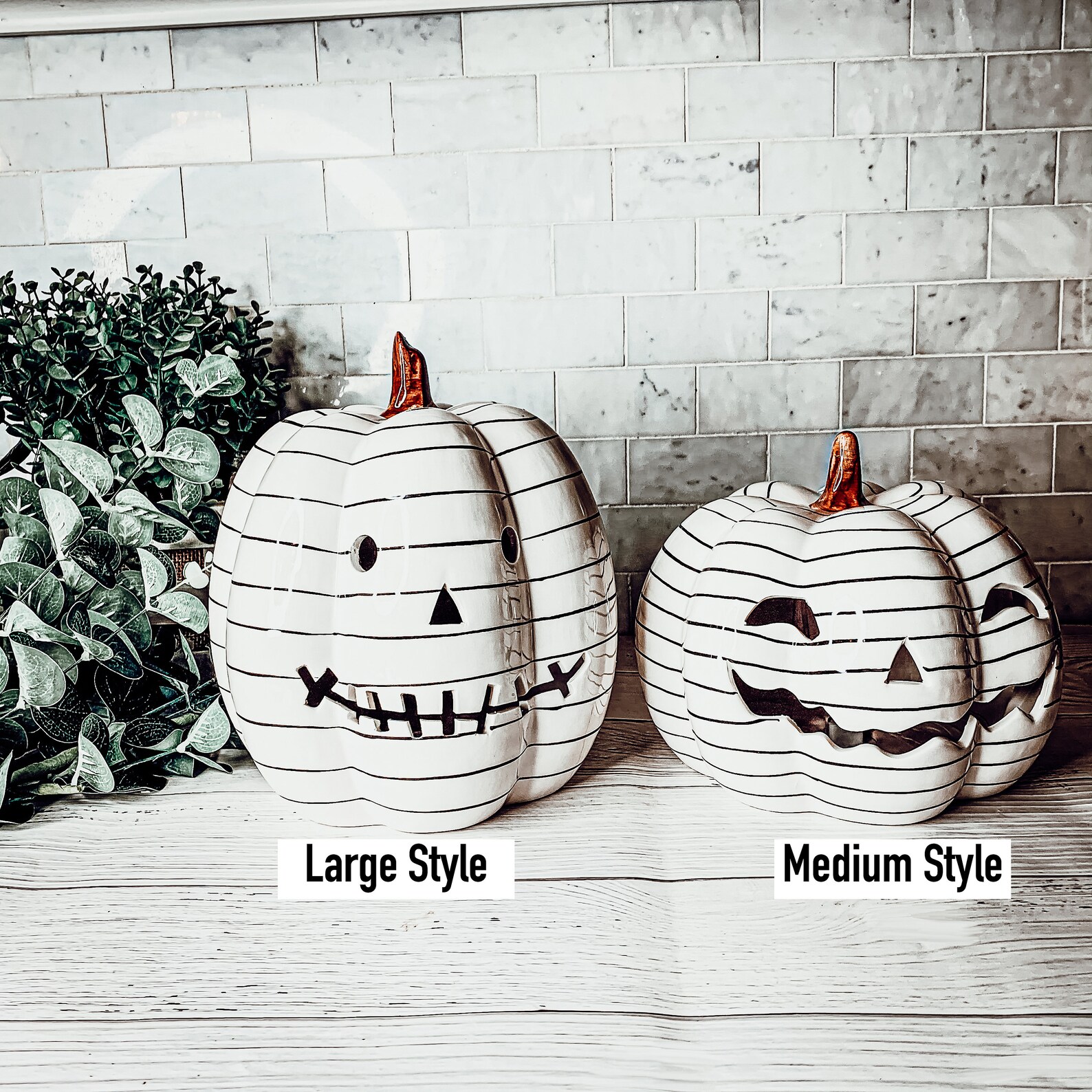 Light up Pumpkins, Black and White Pumpkin Decor, BW Modern Halloween ...