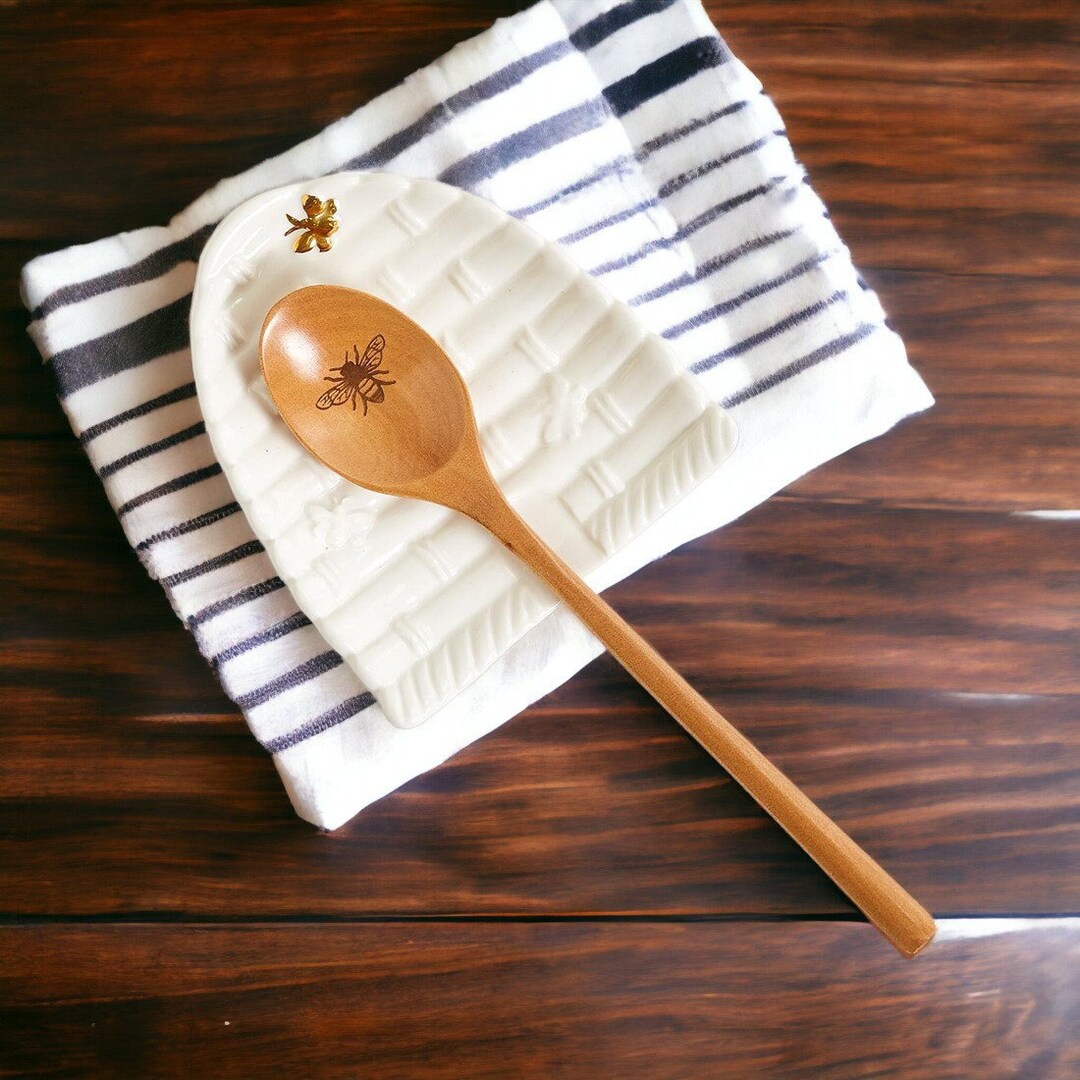 Bee Kitchen Decor, Spoon Rest and Wooden Spoon, Handmade Bee Decor ...