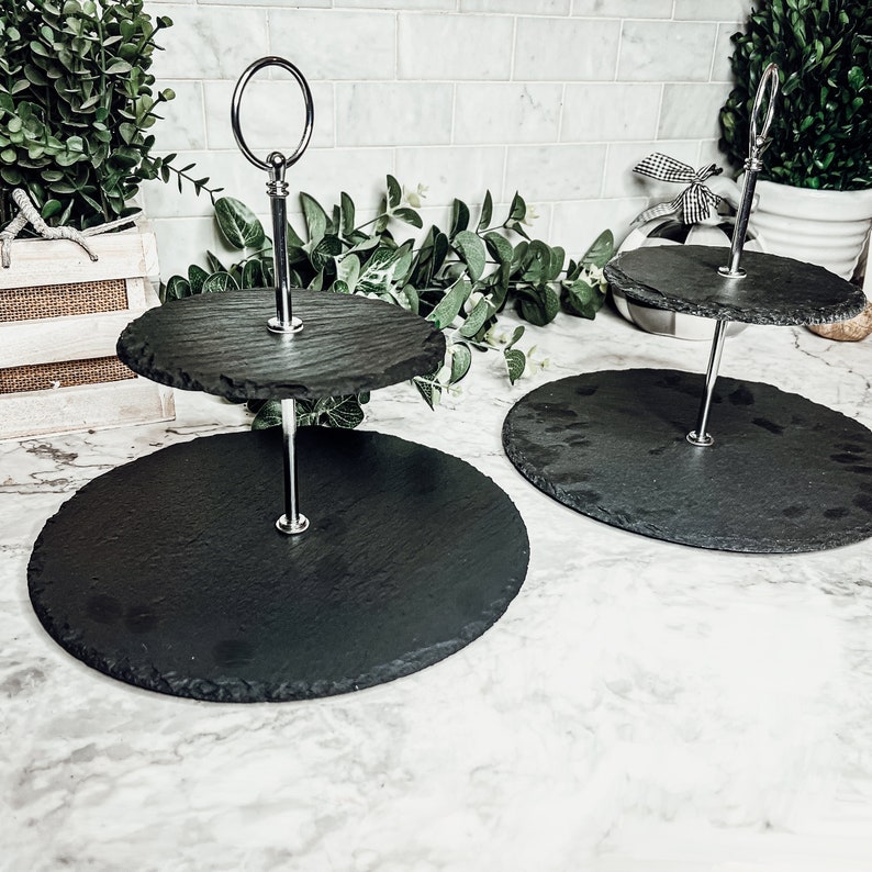 Tiered Tray Stand Natural Stone Slate Tiered Cake Stand or - Etsy