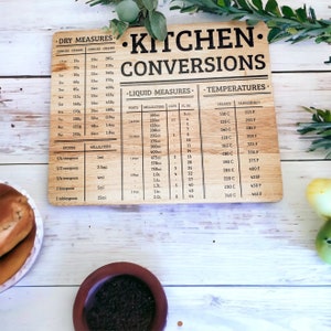 Kitchen Conversion Cutting Board Chart, Bamboo Cutting Board With ...
