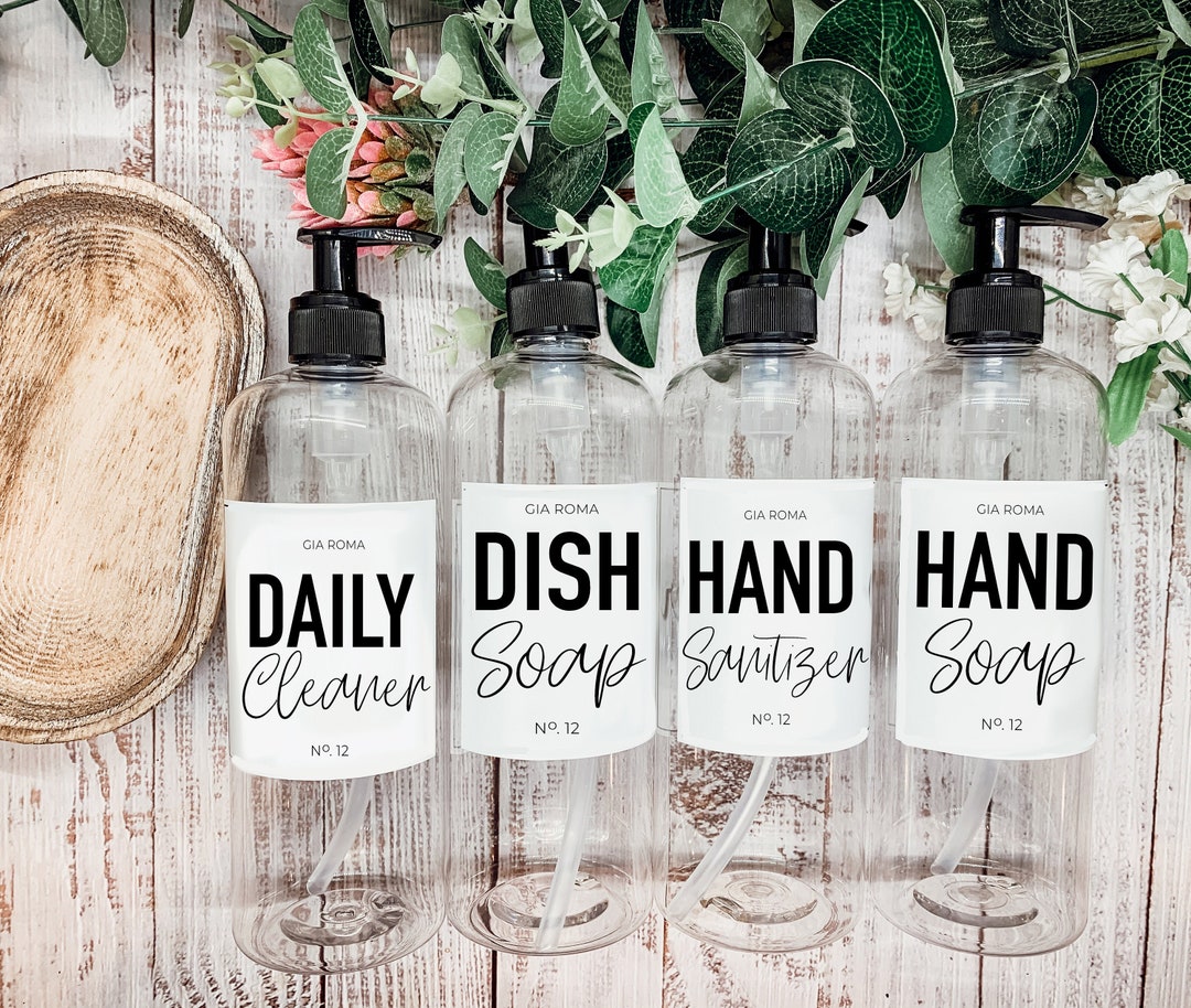 Hand Soap and Dish Soap Sets of Refillable Plastic Dispensers - Etsy