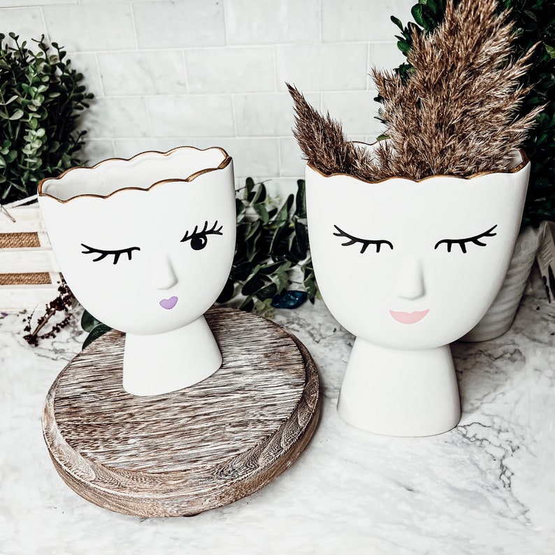 Face Vase Ceramic Eyelash Handmade Unique Vases Hand Painted - Etsy