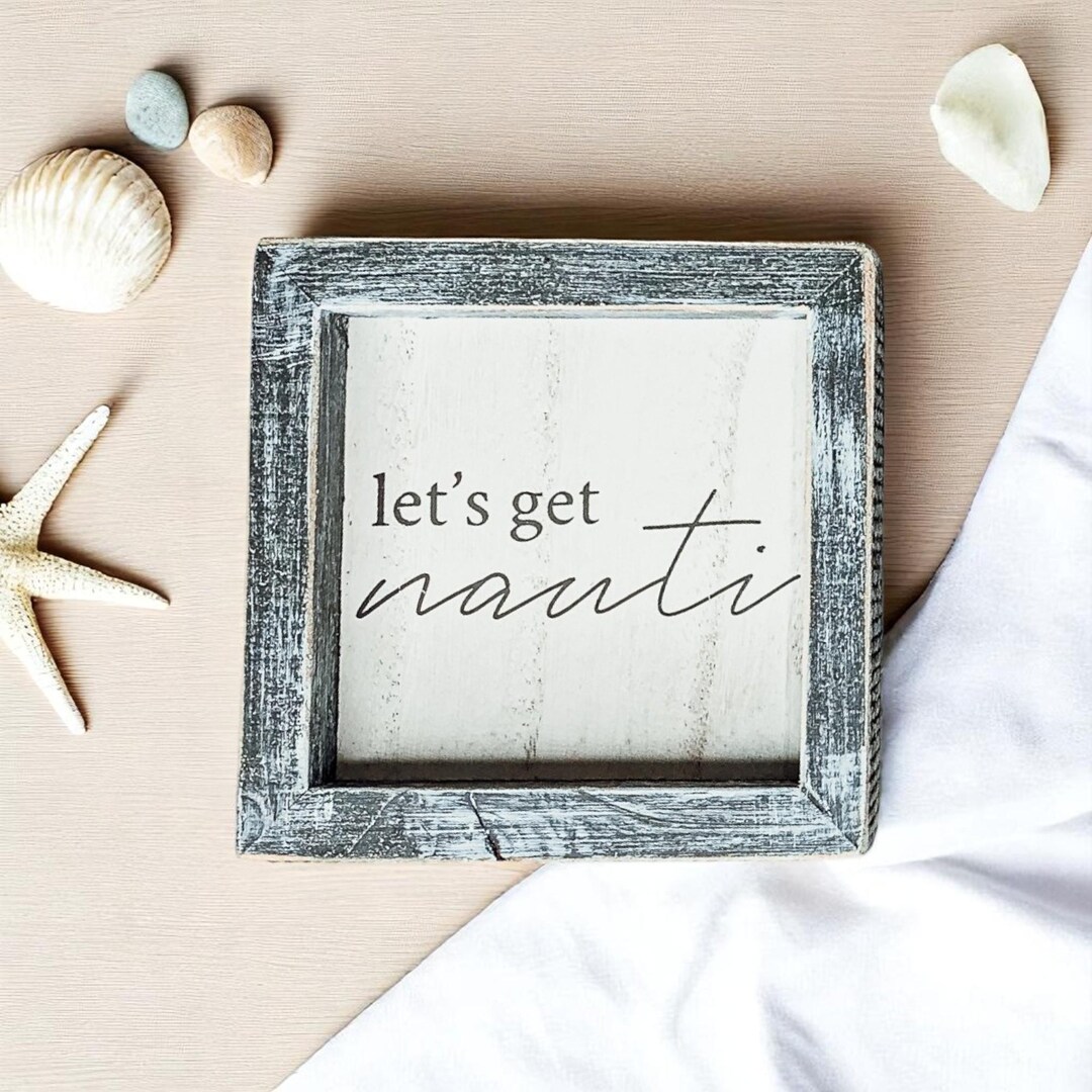 Let's Get Nauti Sign | Funny Beach House Decor | Nautical Wall Art ...