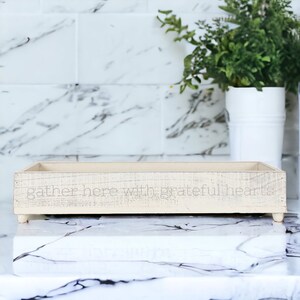 Long Wooden Handmade Box Tray, Gather Here With Grateful Hearts Rustic ...