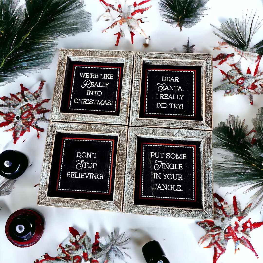 Funny Christmas Sign Set, Funny Christmas Sayings, Holiday Home Decor ...