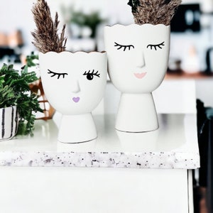 Face Vase Ceramic, Eyelash Handmade Unique Vases, Hand Painted White ...
