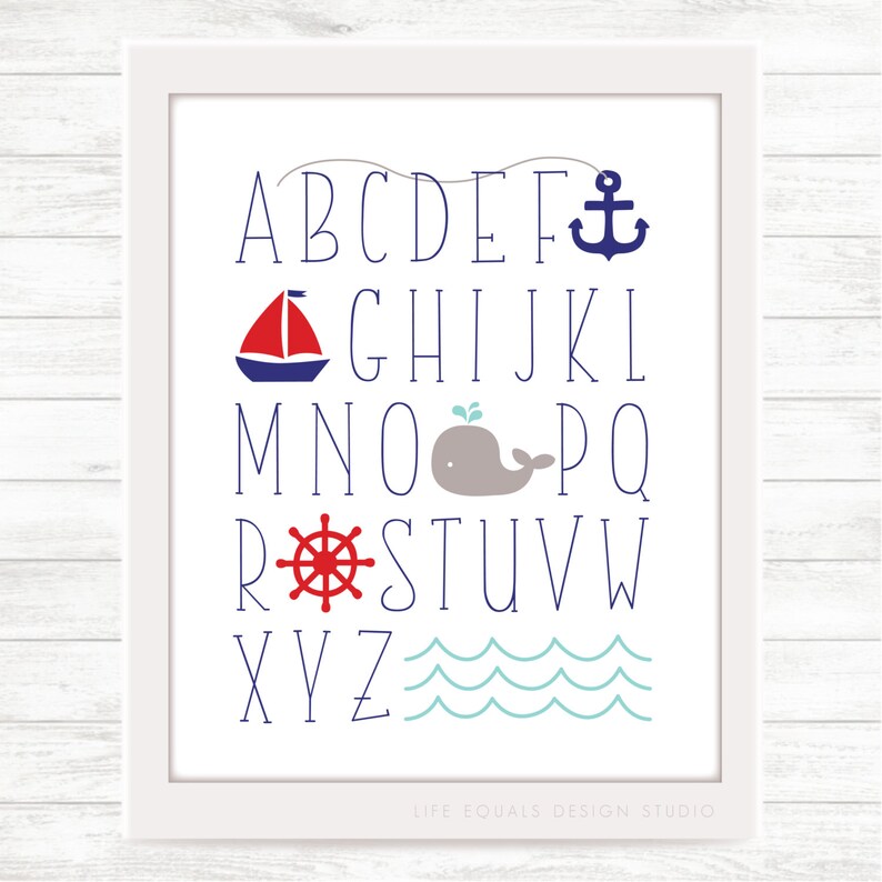 ABC Nautical Digital Download / Printable Wall Art for Nursery or Child ...