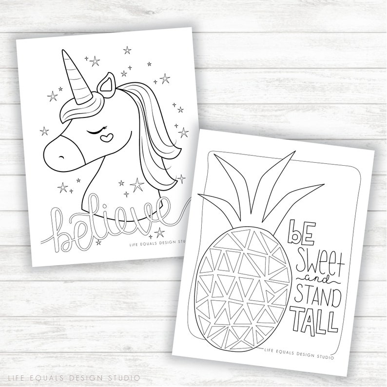 Cute Printable Coloring Sheets - Print at Home - 12 Different Designs ...