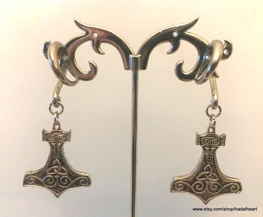 Mjolnir Thor's Hammer Earrings for Stretched Ears 6 Gauge - Etsy