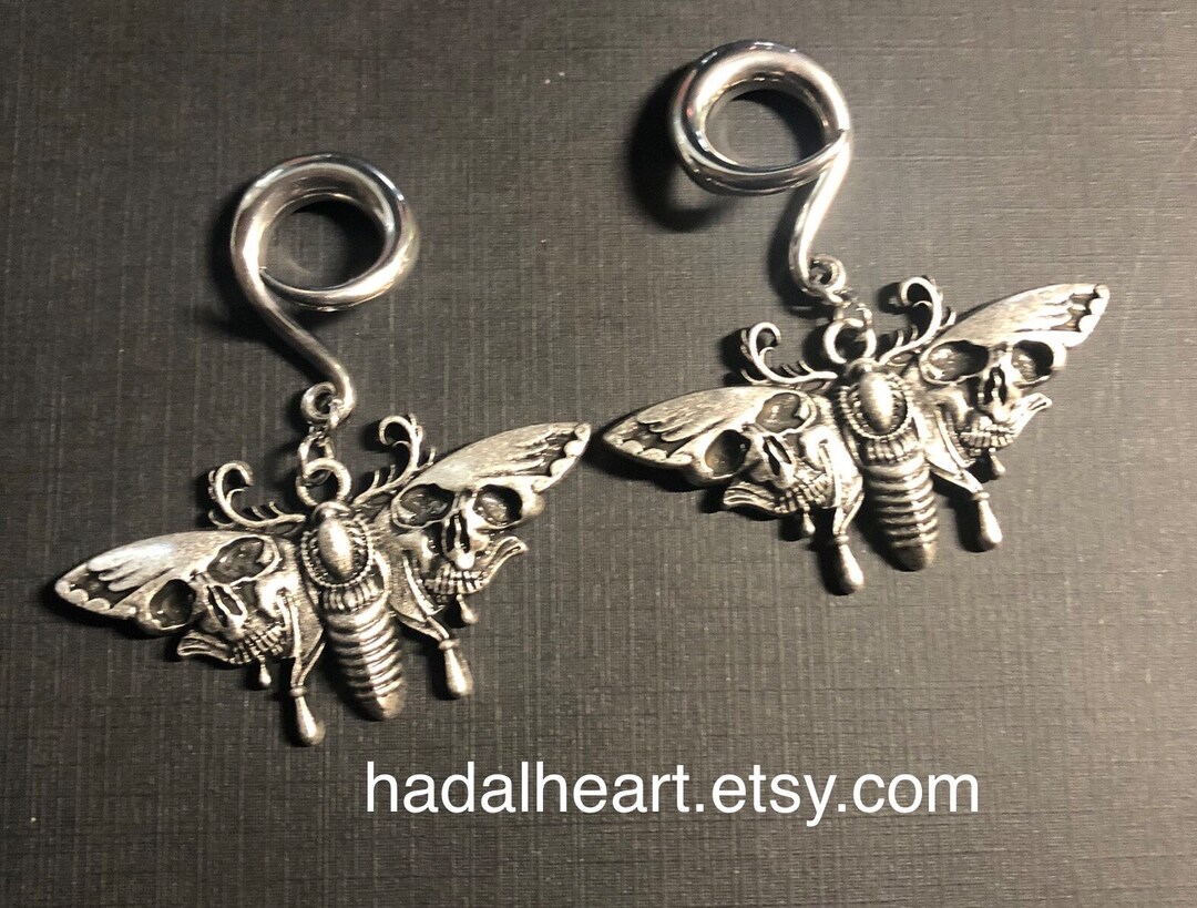 Alloy Skull Wing Moth Ear Weights 2 Gauge - Etsy