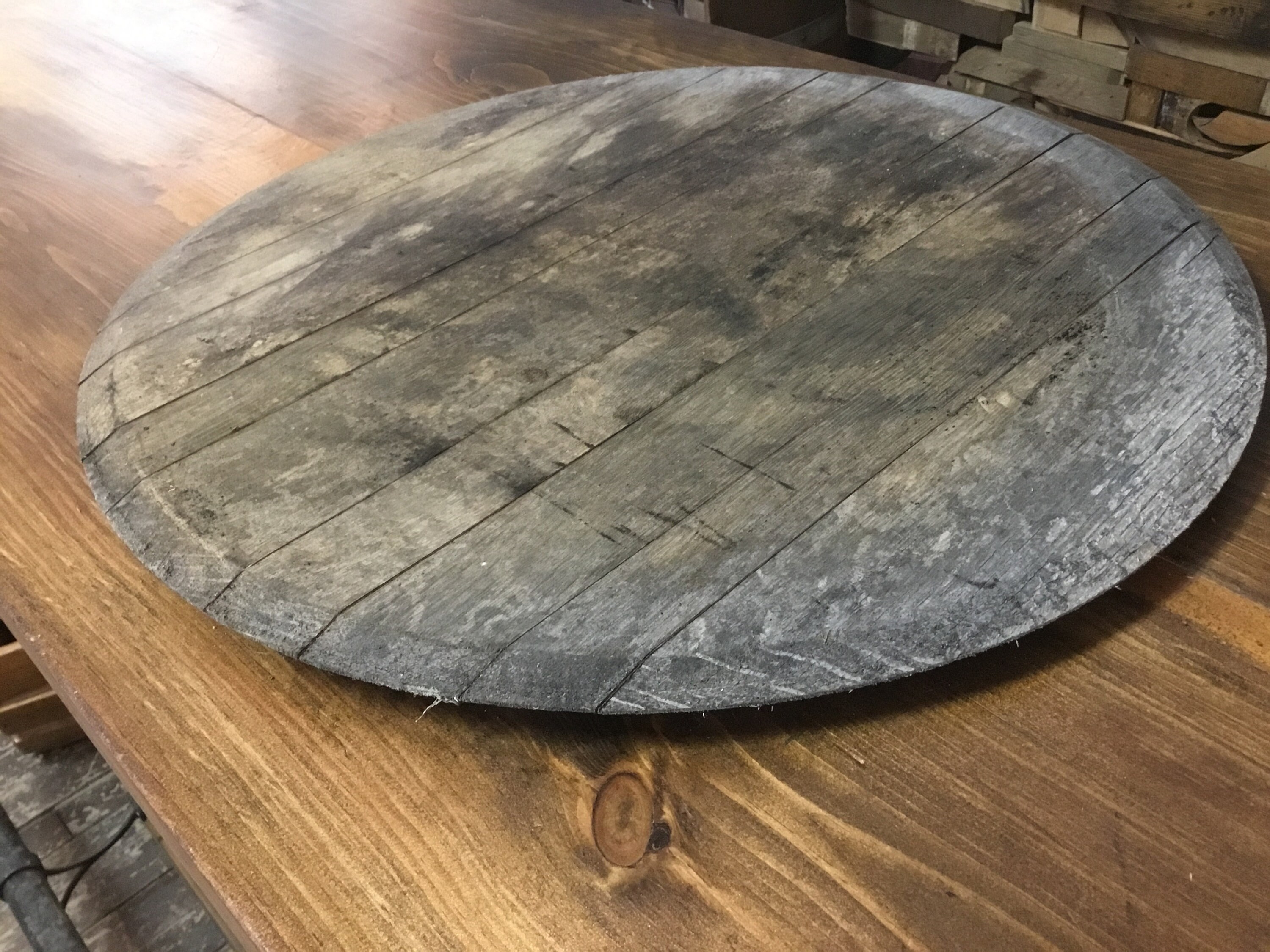 Wine barrel head 20-22 inches across oak top whiskey bourbon | Etsy