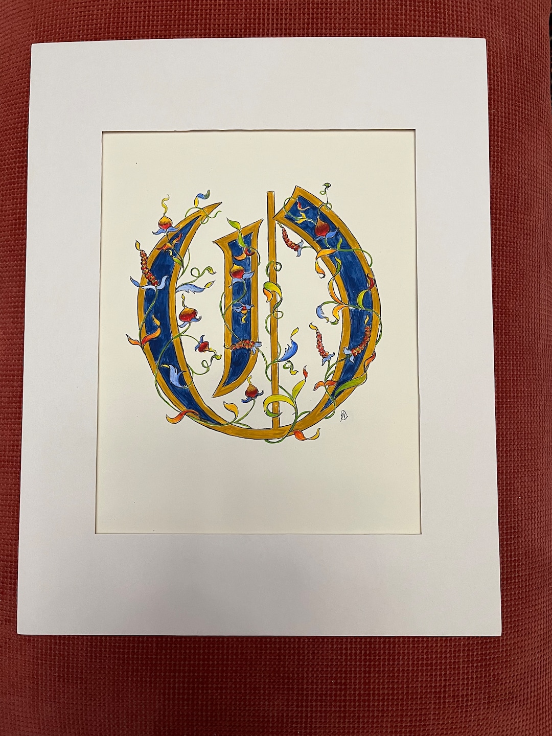 Illuminated Letter "o", Hand Painted Old English Script. Original ...