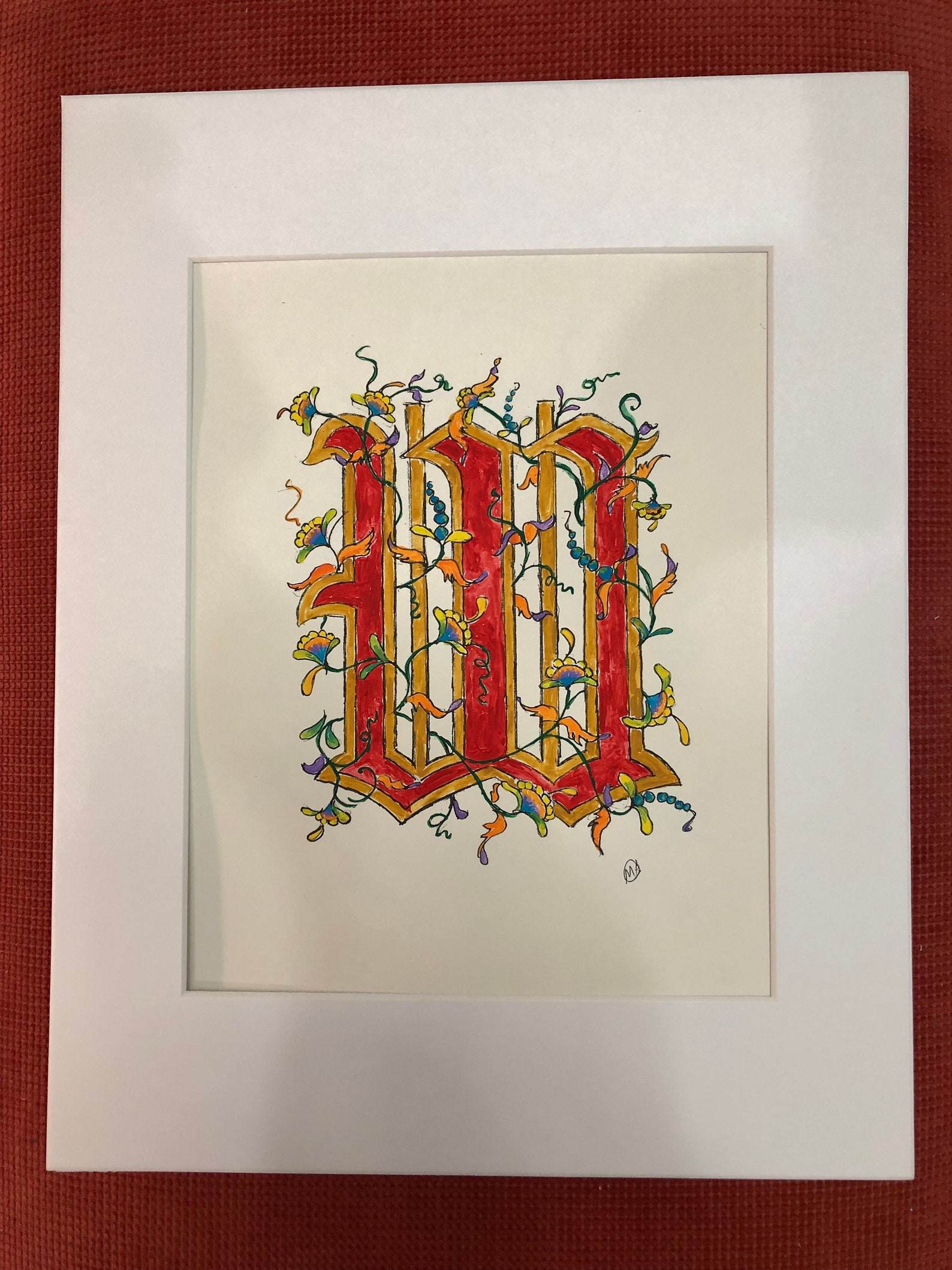 Illuminated Letter W Hand Painted Old English Script - Etsy